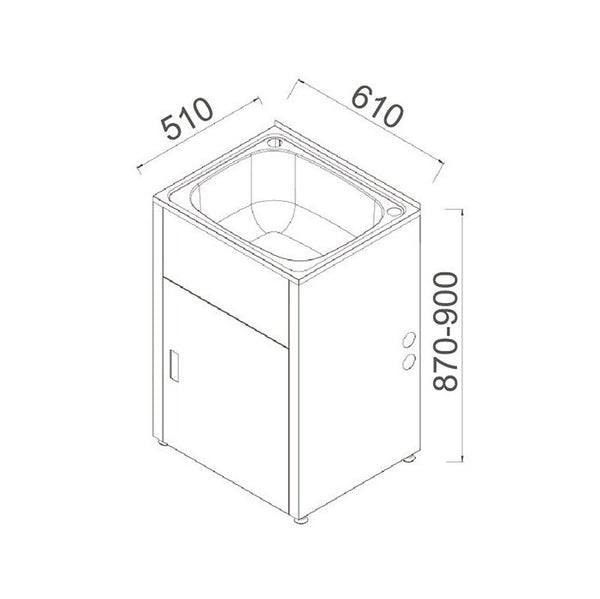 LD 6151 45L Stainless Steel Laundry Tub with Cabinet - Blue Bathware