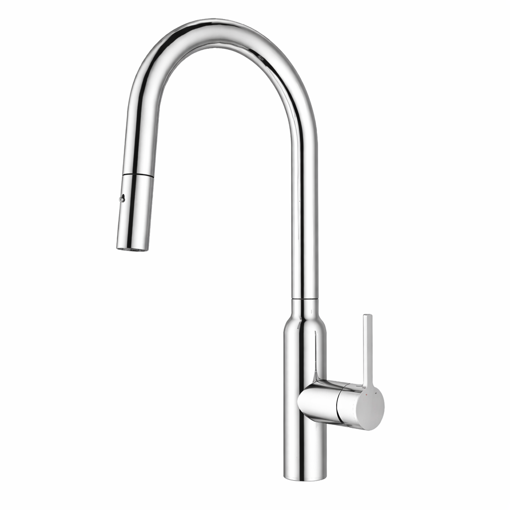 Navona Carysil Round Chrome Pull Out Kitchen Mixer - Blue Bathware